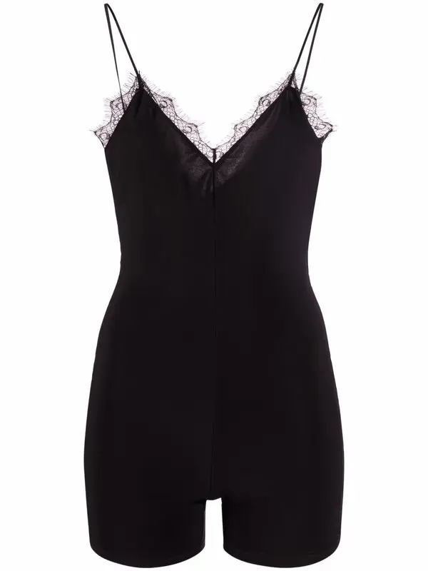 Alchemy Fashions X Lia Aram Lace-trim Romper - Black