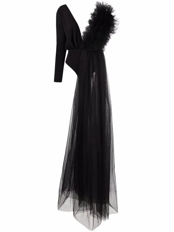 Alchemy Fashions X Lia Aram Ruffle-detail Bodysuit - Black