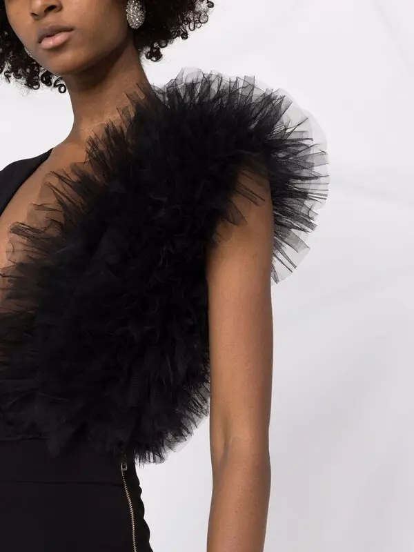 Alchemy Fashions X Lia Aram Ruffle-detail Bodysuit - Black