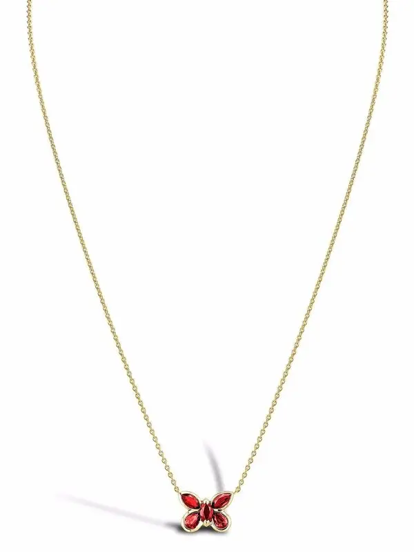 PRAGNELL 18kt Yellow Ruby Butterfly Pendant Necklace - Gold