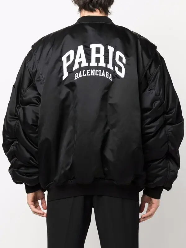 Balenciaga Paris Padded Bomber Jacket - Black | Editorialist