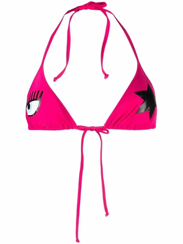 CHIARA FERRAGNI Logo-print Triangle Bikini Top - Pink