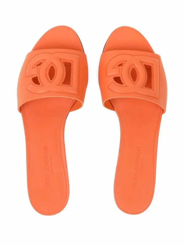 Dolce & Gabbana Dg Logo Leather Sandals - Orange