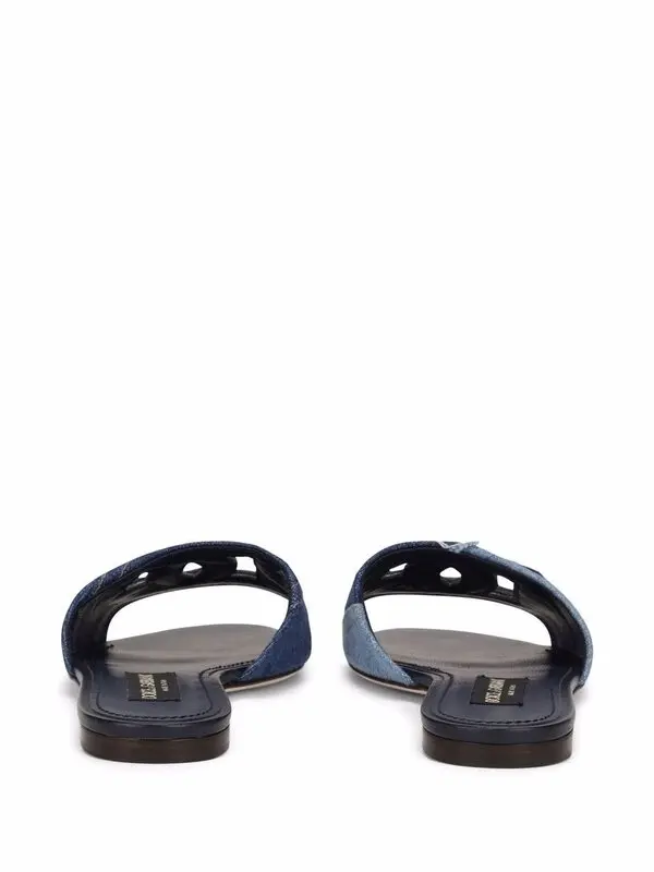 Dolce & Gabbana Logo Patchwork Denim Sandals - Blue