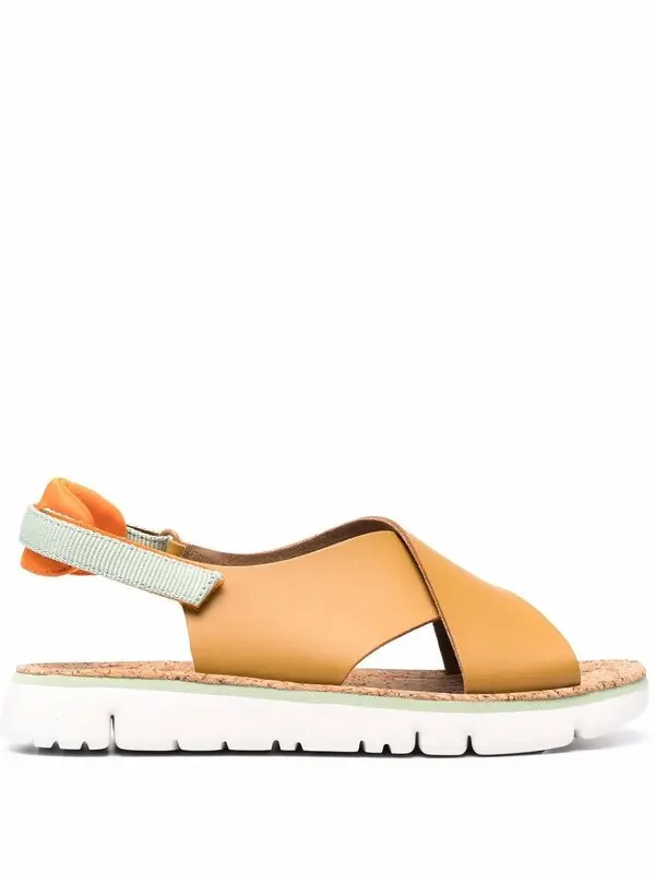 Camper Oruga Leather Slingback Sandals - Brown