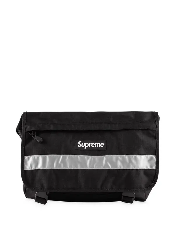 Supreme Reflective Logo Messenger Bag - Black | Editorialist