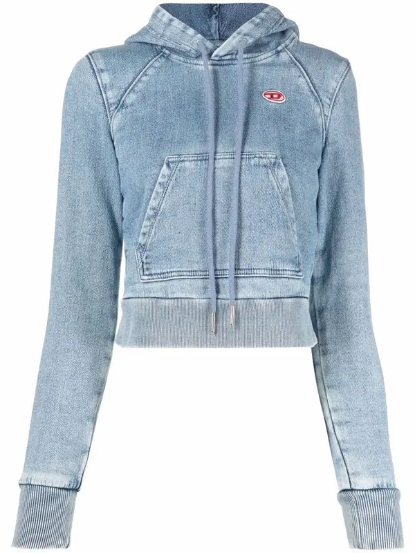DIESEL® D-angy Logo-appliqué Denim Hoodie - Blue