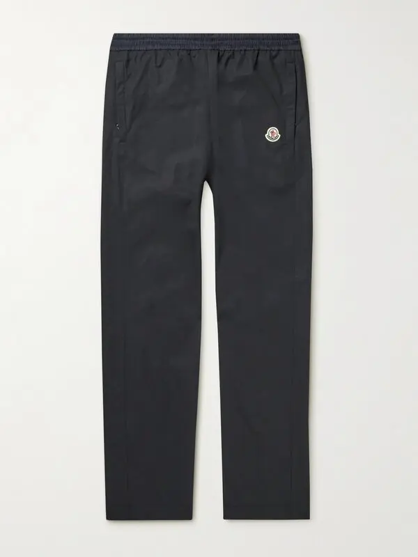 Moncler Straight-leg Logo-print Cotton-blend Shell Track Pants - Blue