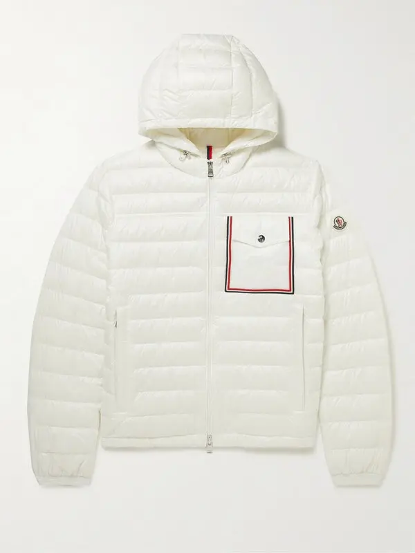 Moncler Lihou Grosgrain-trimmed Quilted Shell Hooded Down Jacket - Neutrals