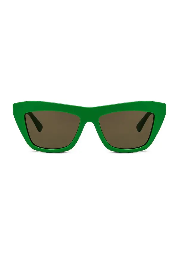 Bottega Veneta Classic Ribbon Cat Eye Sunglasses - Shiny Solid Green