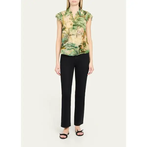 Alice + Olivia Martel Flutter-sleeve Blouse