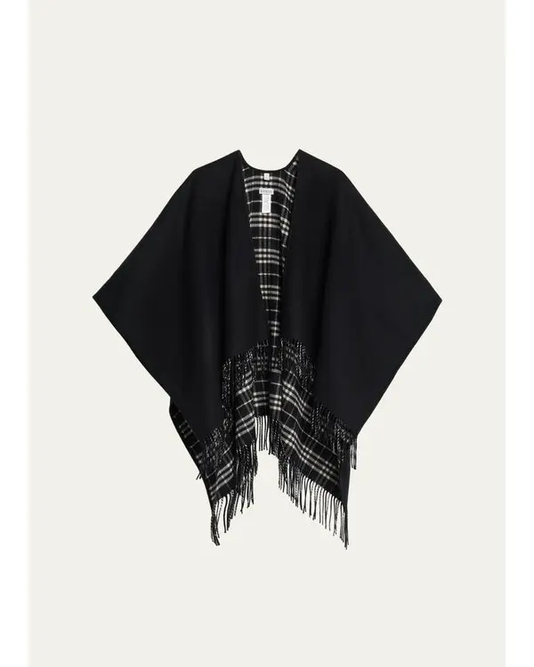 Burberry Reversible Check Wool Cape - Black