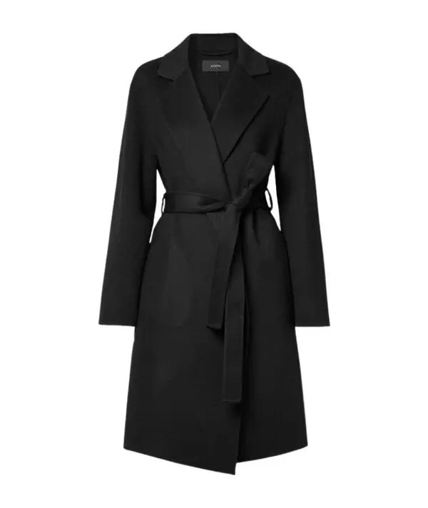 JOSEPH Cenda Belted Wool And Cashmere-blend Coat - Black
