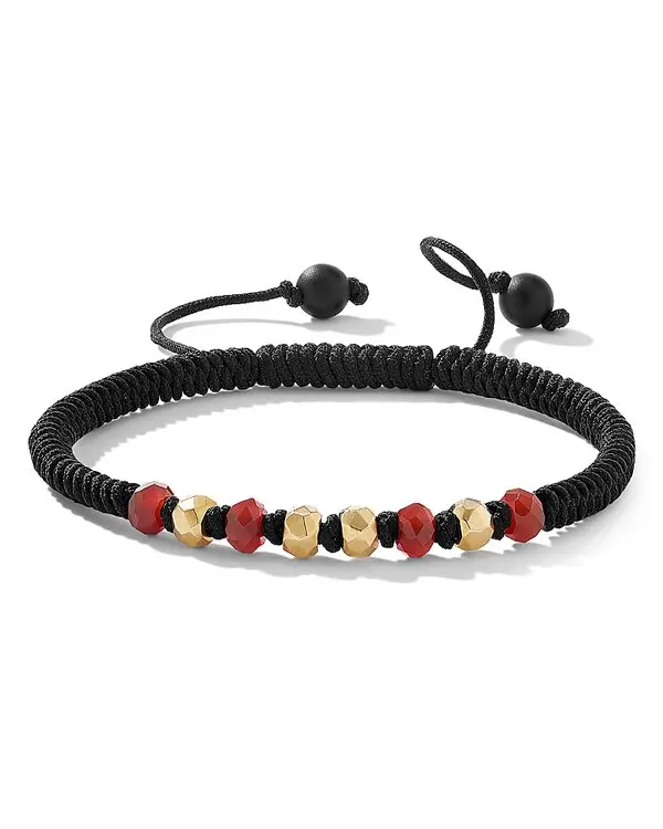 David Yurman 18k Yellow Gold, Onyx & Carnelian Bead Bracelet - Carnelian/black Onyx/yellow Gold