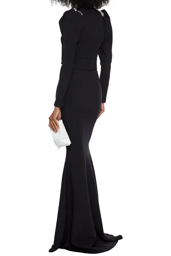 Safiyaa Embellished Stretch-crepe Gown - Black