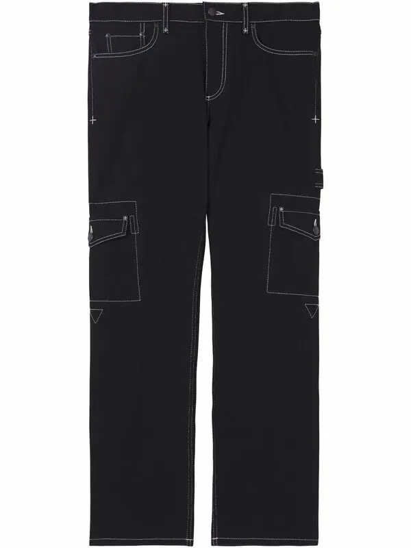 Burberry Contrast-stitch Straight-leg Jeans - Black