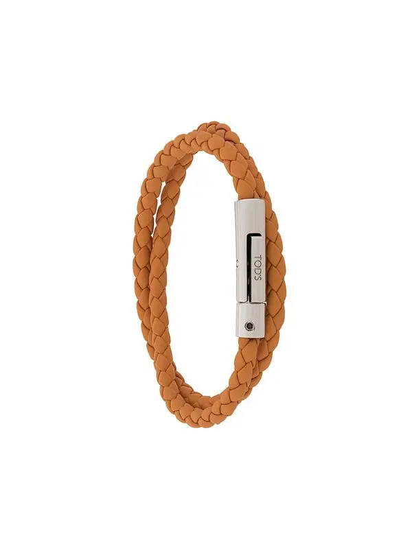 TOD'S Woven Leather Wrap Bracelet - Orange