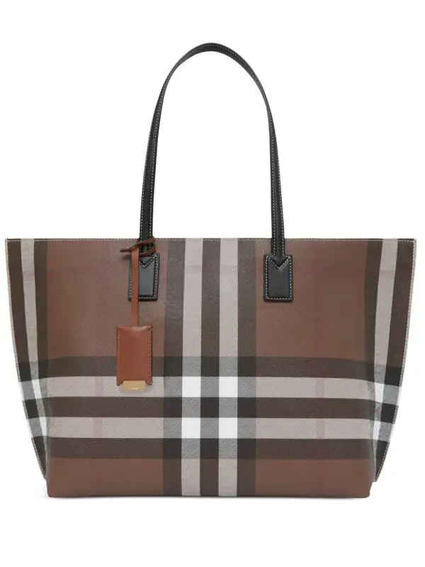 Burberry Check Tote Bag - Brown