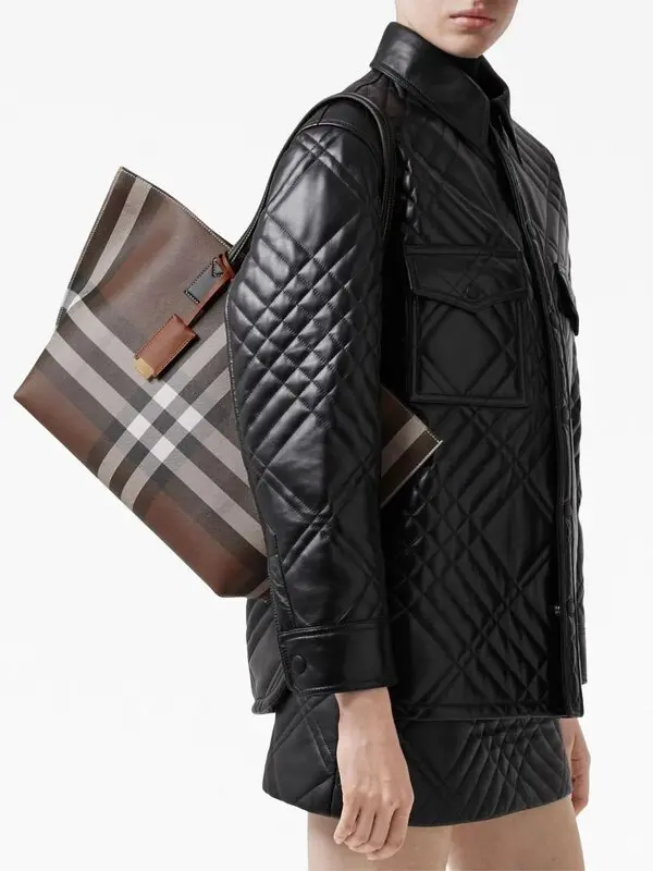 Burberry Check Tote Bag - Brown
