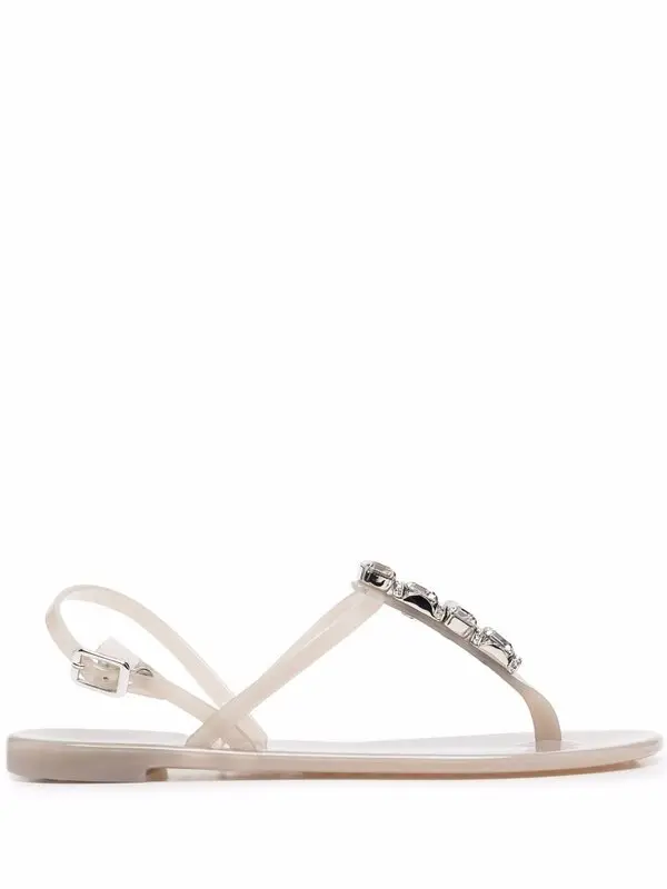 Casadei Crystal-embellished Jelly Sandals - Grey