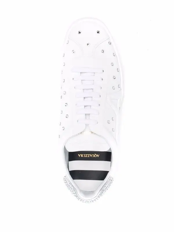 AQUAZZURA Crystal-embellished Leather Sneakers