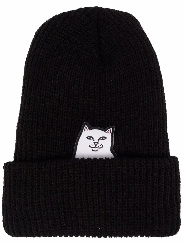 RIPNDIP Lord Nermal Waffle-knit Beanie Hat - Black