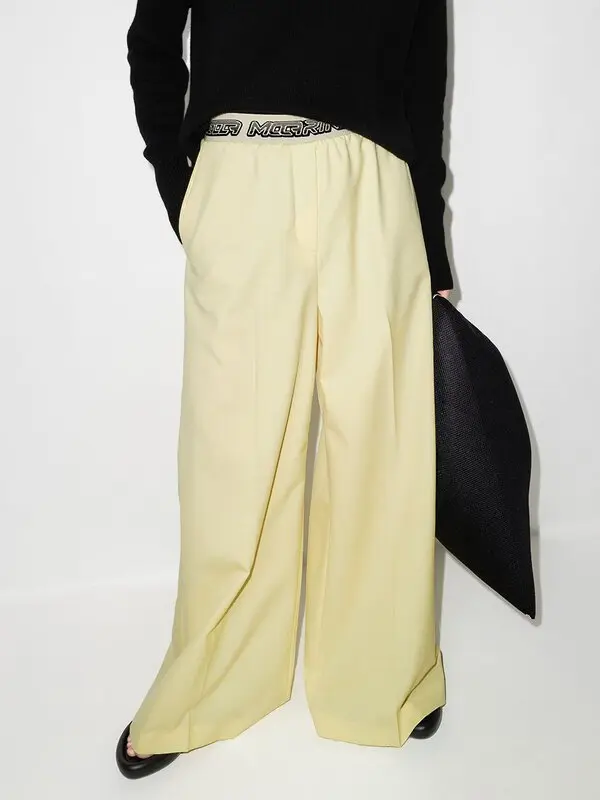 Stella McCartney Logo-waistband Palazzo Trousers - Yellow