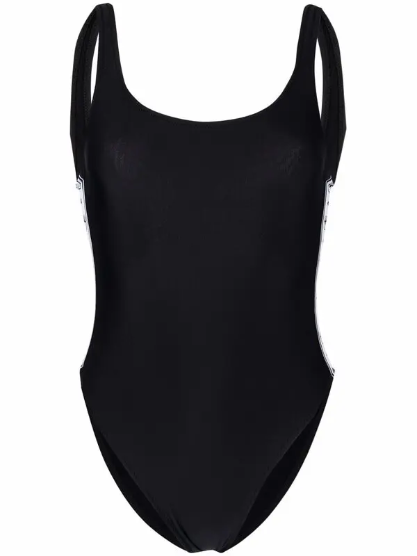 CHIARA FERRAGNI Logo-tape Open-back One-piece - Black