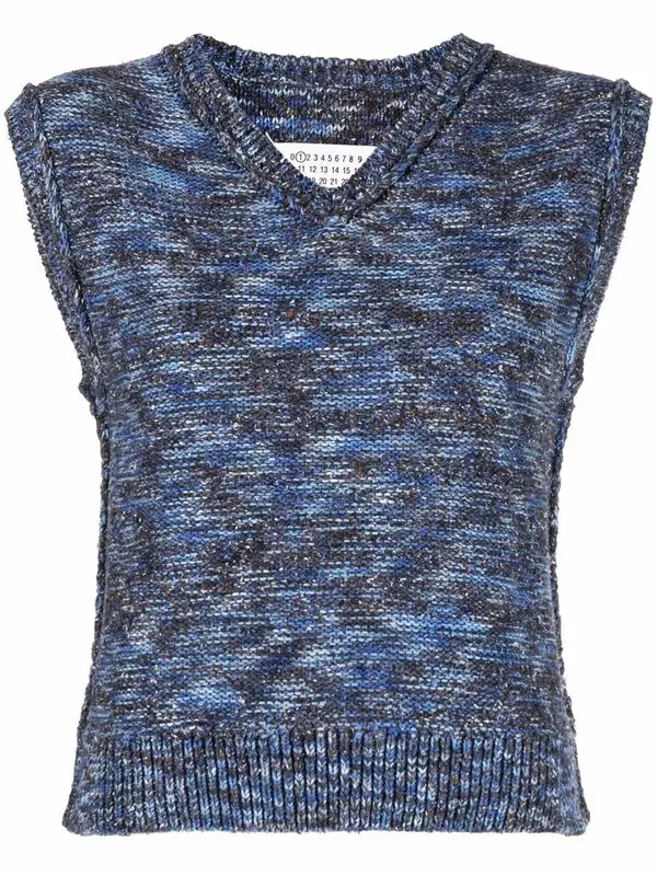 MAISON MARGIELA Mélange Knit Vest - Blue