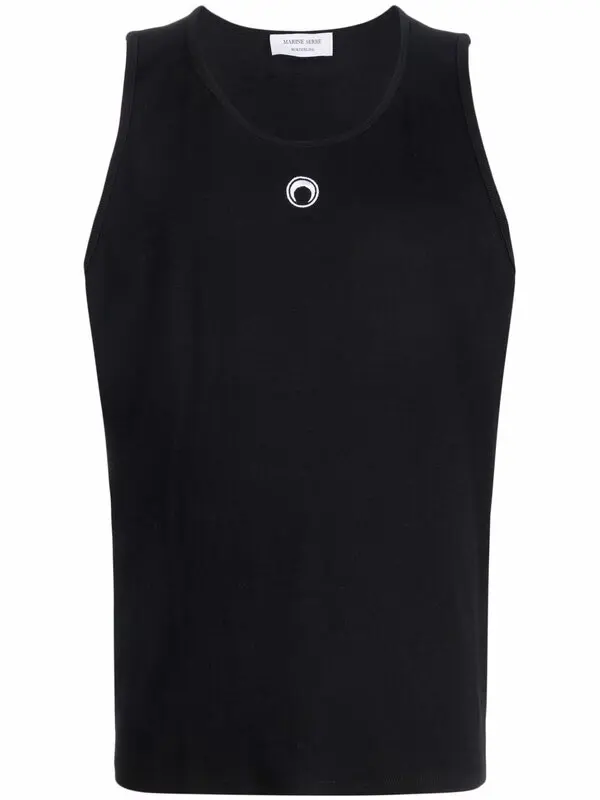 MARINE SERRE Crescent Moon Logo-embroidered Tank Top - Black
