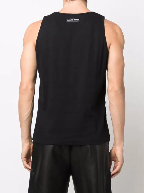 MARINE SERRE Crescent Moon Logo-embroidered Tank Top - Black
