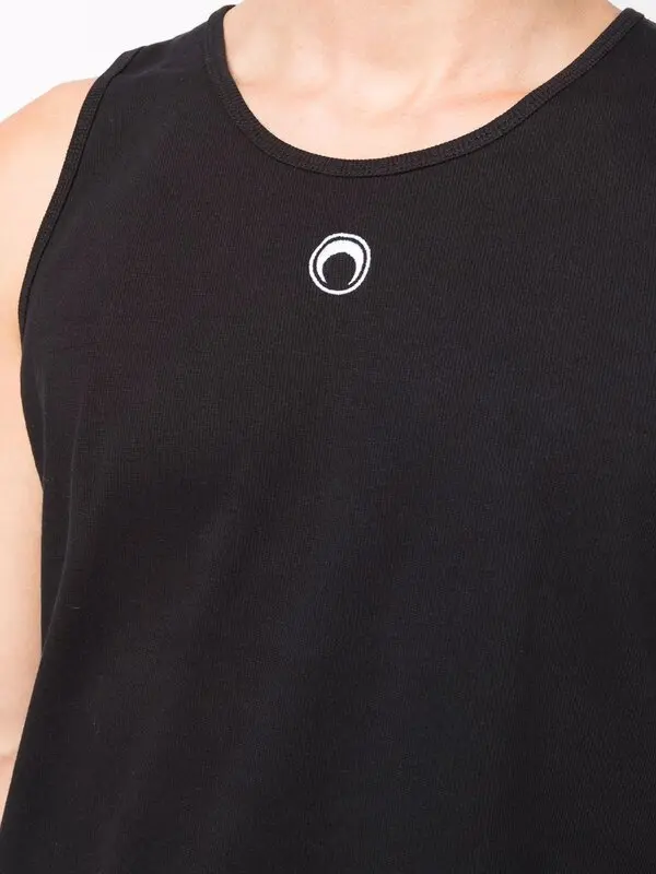 MARINE SERRE Crescent Moon Logo-embroidered Tank Top - Black