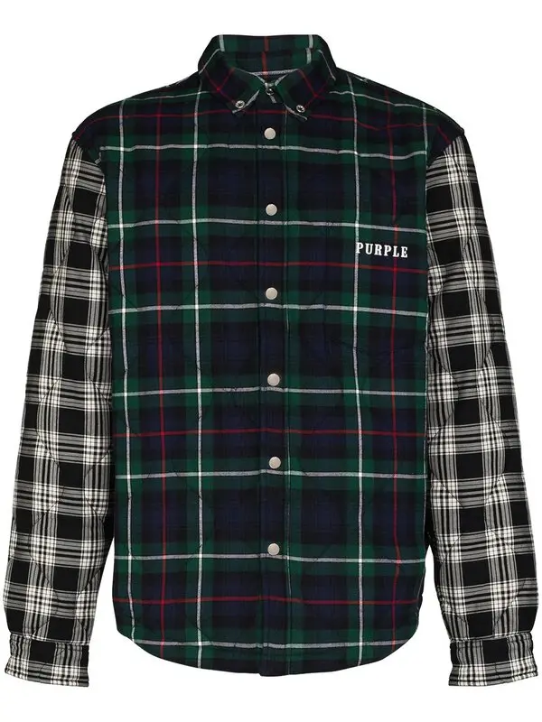 PURPLE BRAND Plaid Logo Quilted Shirt