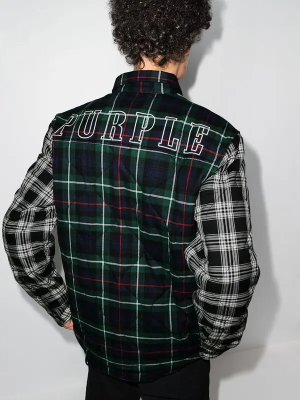 PURPLE BRAND Plaid Logo Quilted Shirt