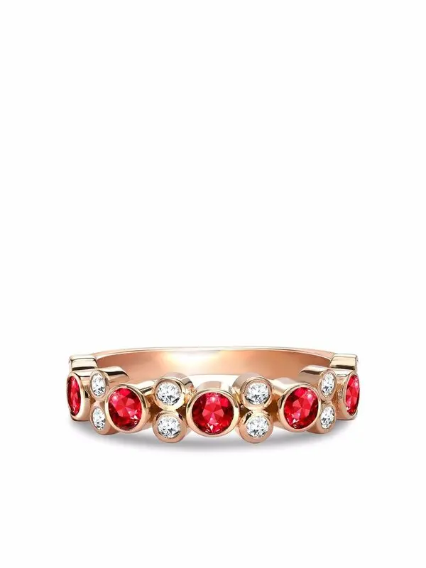 PRAGNELL 18kt Rose Gold Diamond And Ruby Ring - Pink