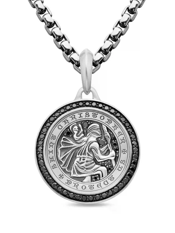 David Yurman Sterling St. Christopher Diamond Amulet - Silver