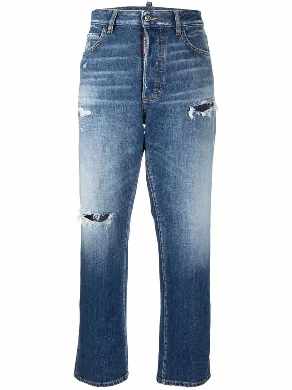Dsquared2 Distressed Straight-leg Jeans