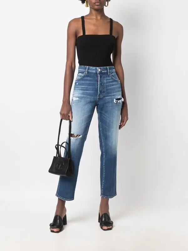 Dsquared2 Distressed Straight-leg Jeans