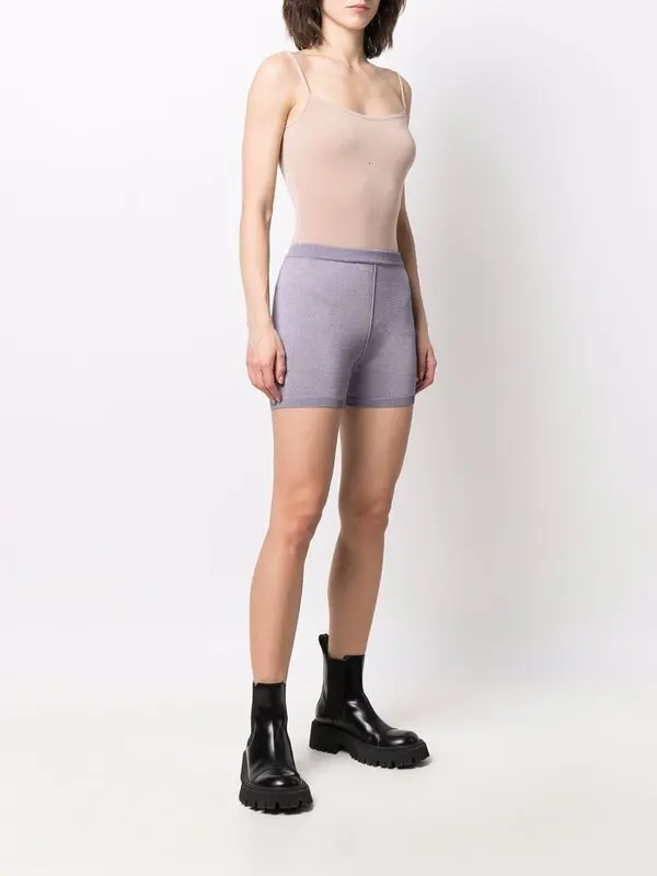 1017 Alyx 9sm Metallic-thread Knitted Shorts - Purple