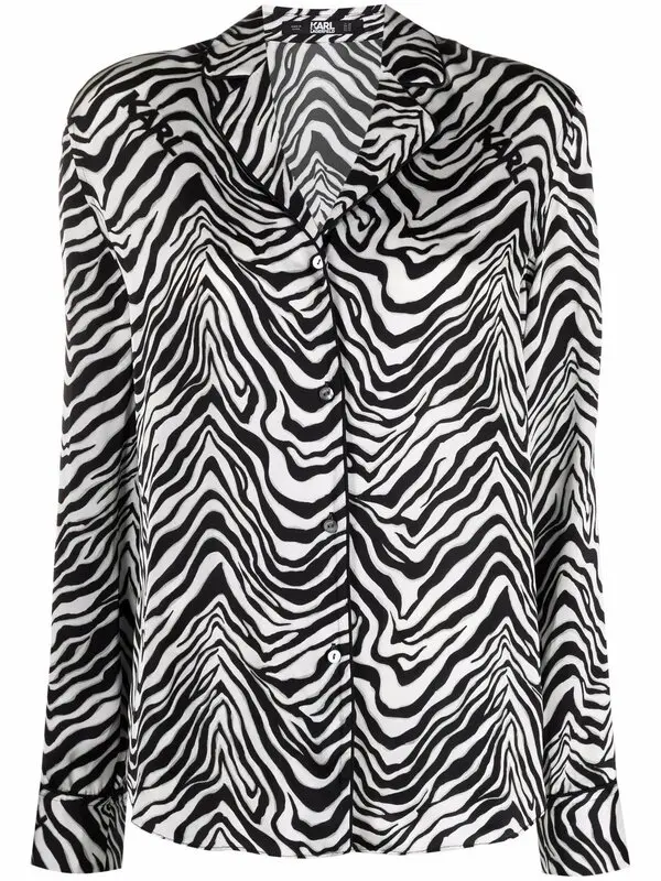Karl Lagerfeld Zebra Print Long Sleeve Shirt