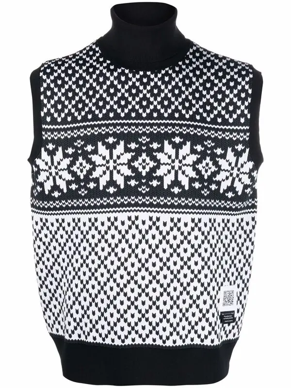 FUMITO GANRYU Embroidered Roll-neck Sleeveless Jumper - White