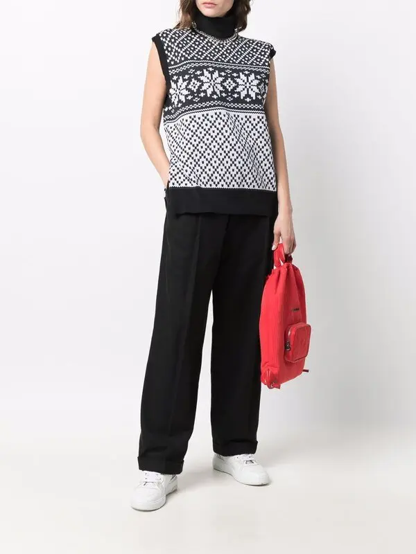 FUMITO GANRYU Embroidered Roll-neck Sleeveless Jumper