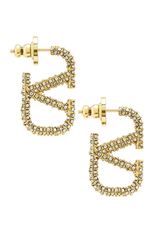 Valentino Garavani Vlogo Signature Earrings - Oro & Crystal Silver Shade