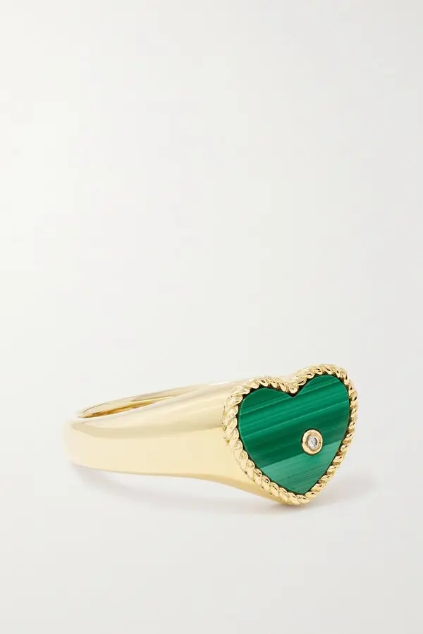 Yvonne Léon 9-karat Malachite And Diamond Signet Ring - Green