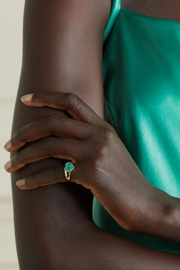 Yvonne Léon 9-karat Malachite And Diamond Signet Ring