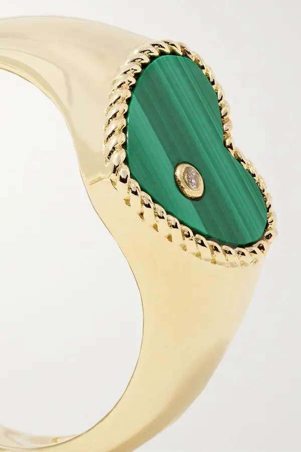 Yvonne Léon 9-karat Malachite And Diamond Signet Ring