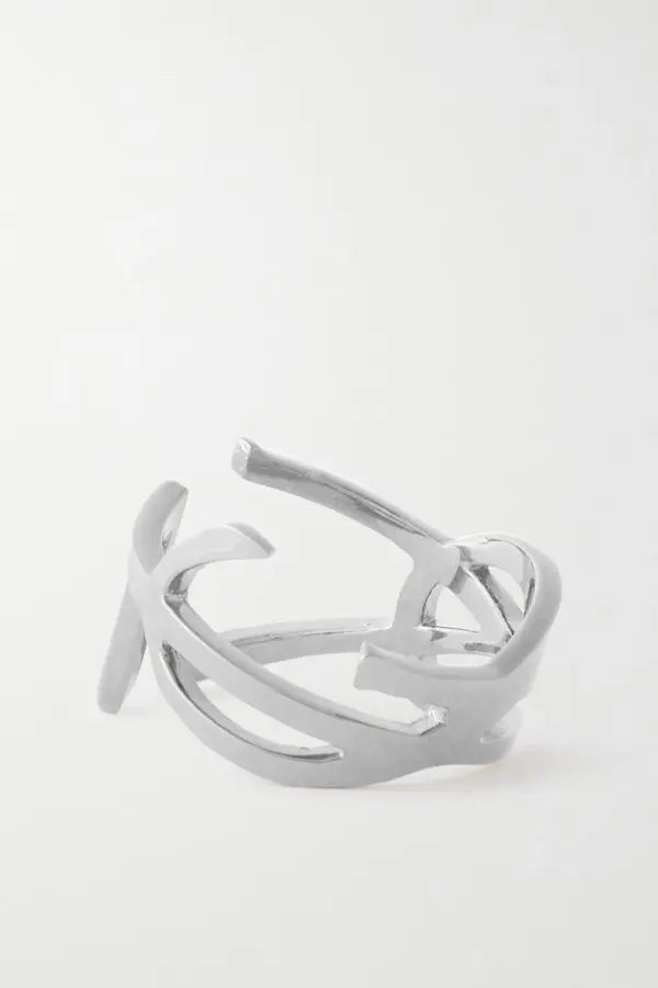 Saint Laurent Logo Ring - Silver | Editorialist
