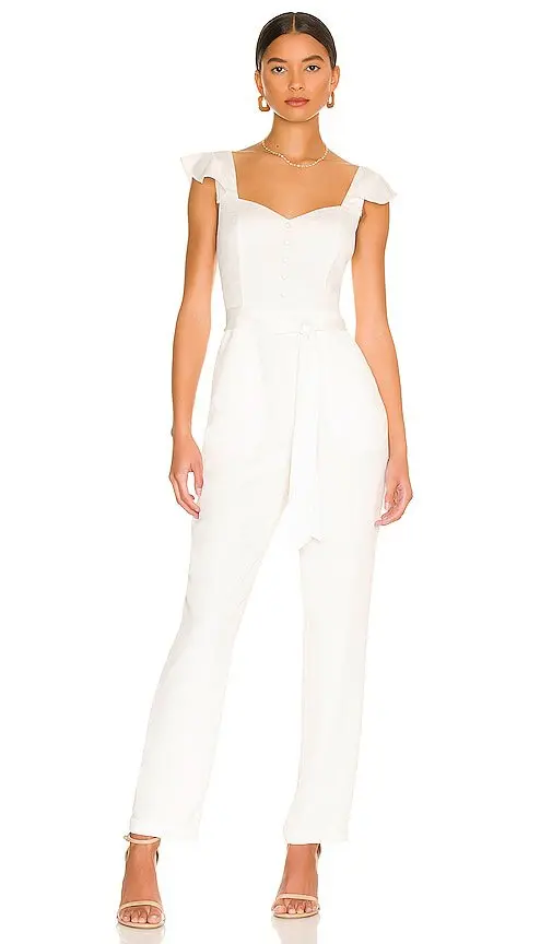 MORE TO COME Gloria Flutter Jumpsuit - White