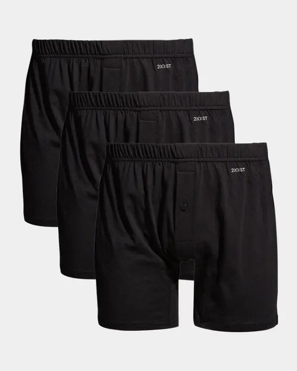 2(X)Ist Apos;s 3-pack Pima Cotton Knit Boxers - Black