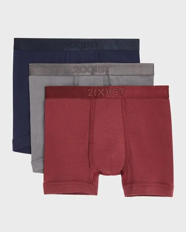 2(X)Ist Apos;s 3-pack Pima Cotton Boxer Briefs - Navy/red/grey